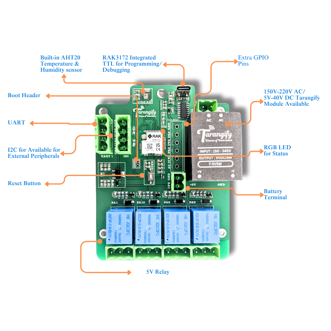 Tarangify RAK3172 LoRa Relay Node for IoT Control – ThingsLinker Store